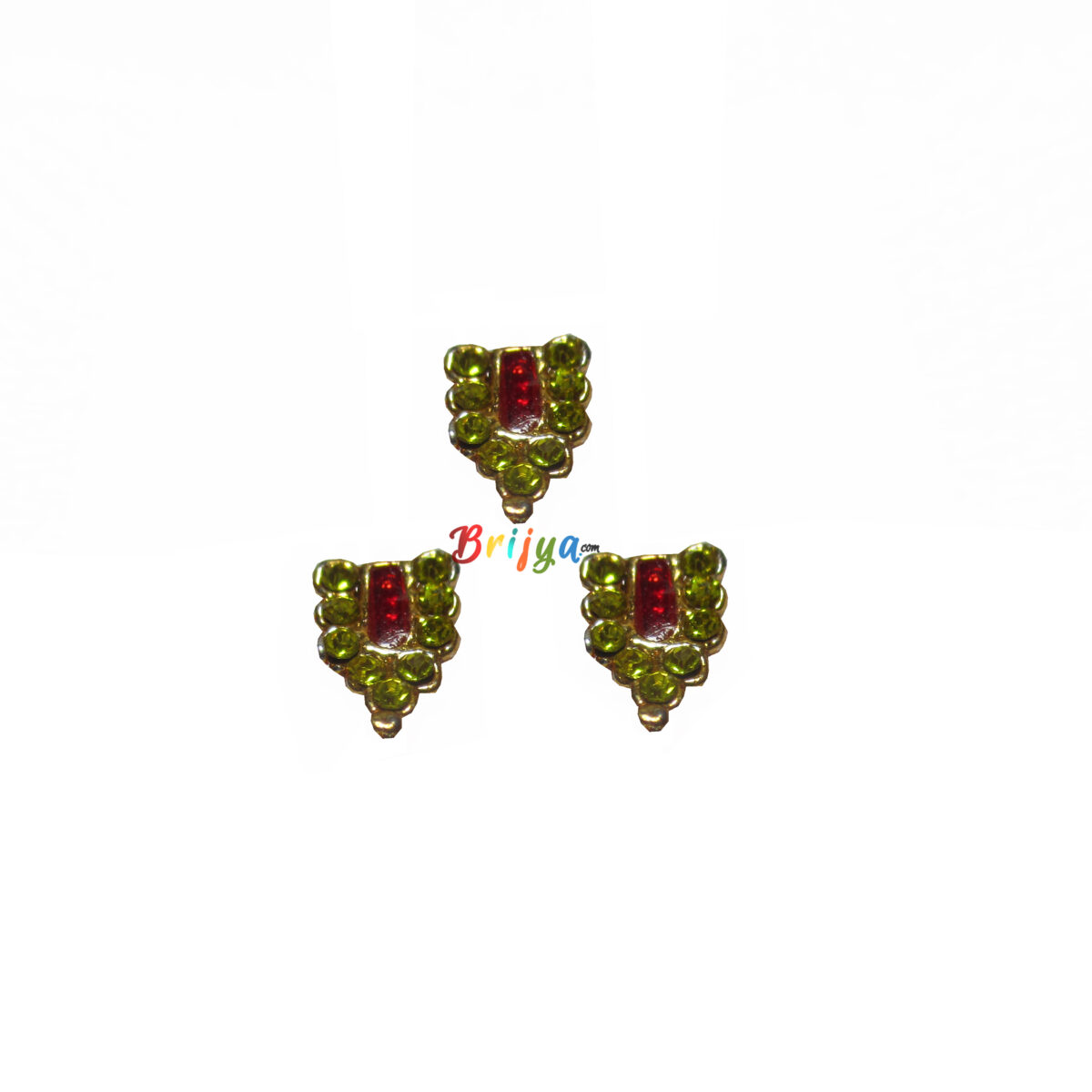 Set Of Three Red Stone Krishnaji Tilak - Brijya