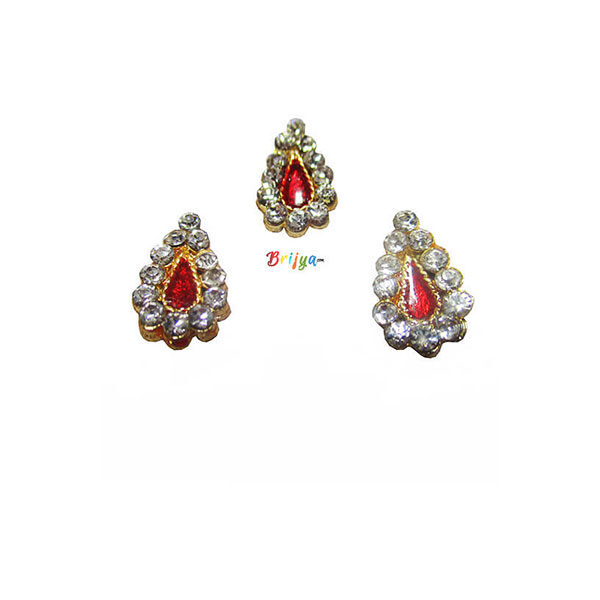 Red White Stone bindi tilak for God - Brijya