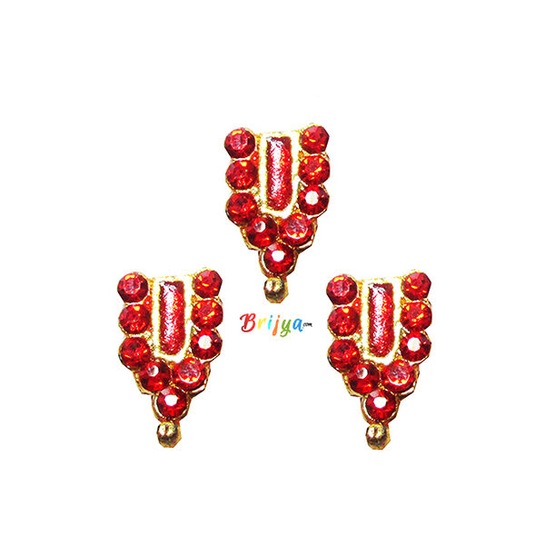 Red White Stone bindi tilak for God - Brijya